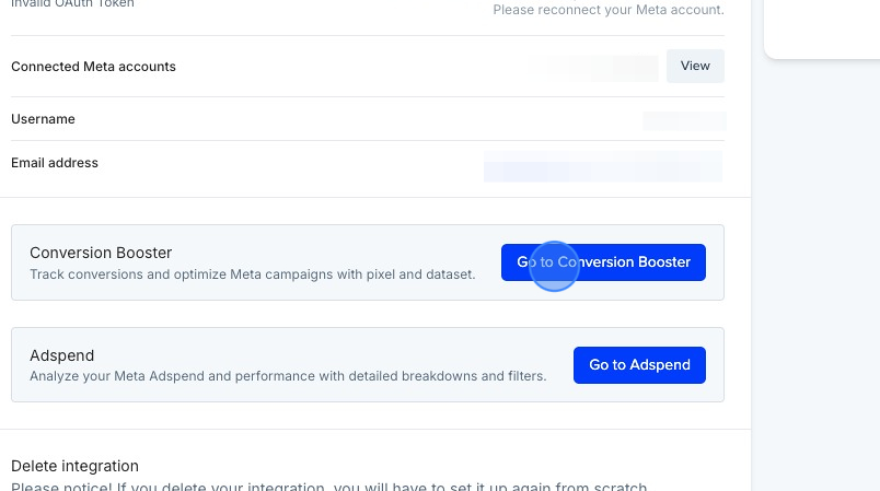 How to connect with Meta and Conversion Booster for Meta