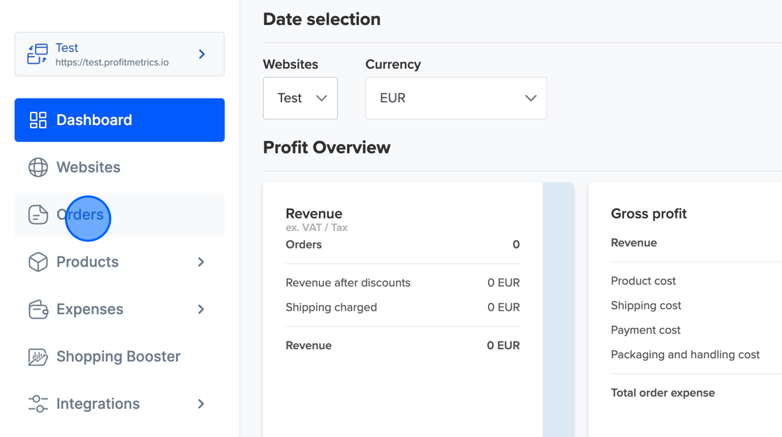How to inspect an order in ProfitMetrics