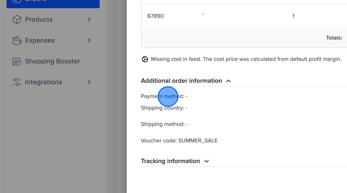 How to inspect an order in ProfitMetrics