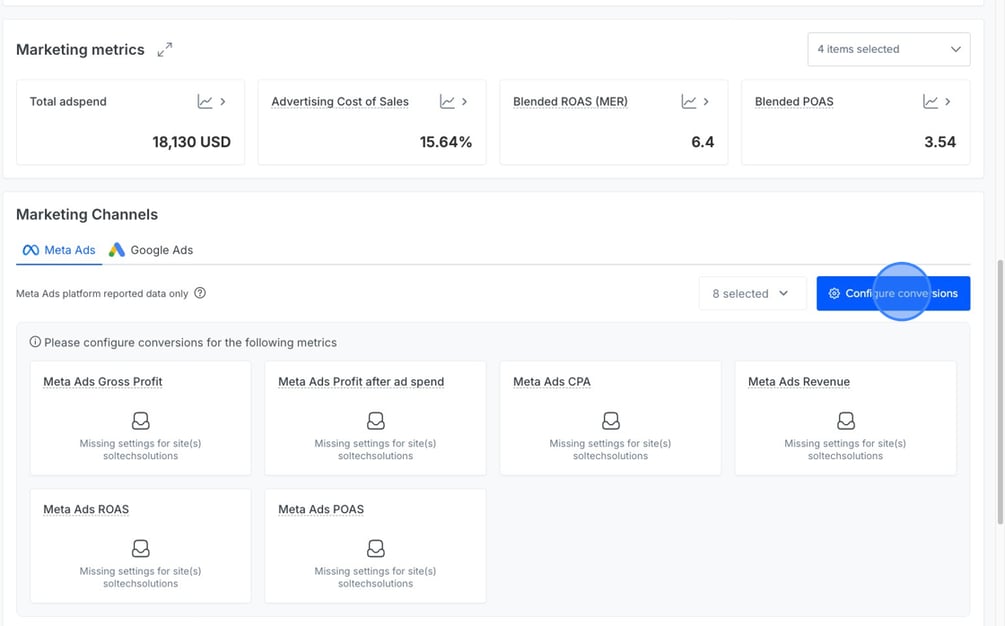 How to enable marketing channels for Meta Ads