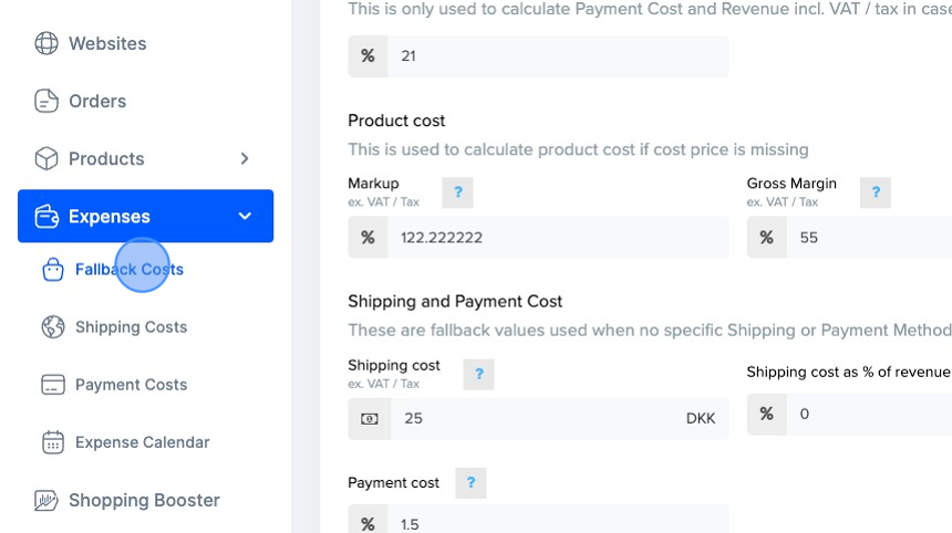 How to configure payment costs
