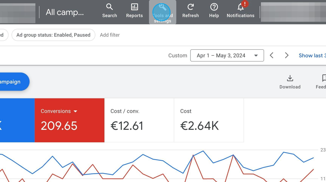 How to take a screenshot of Google Ads Conversions (Old UI)